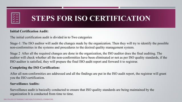 OVERVIEW, BENEFITS, ELEMENTS AND STEPS FOR REGISTRATION OF ISO 9000 ...