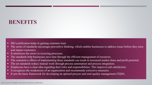 OVERVIEW, BENEFITS, ELEMENTS AND STEPS FOR REGISTRATION OF ISO 9000 ...