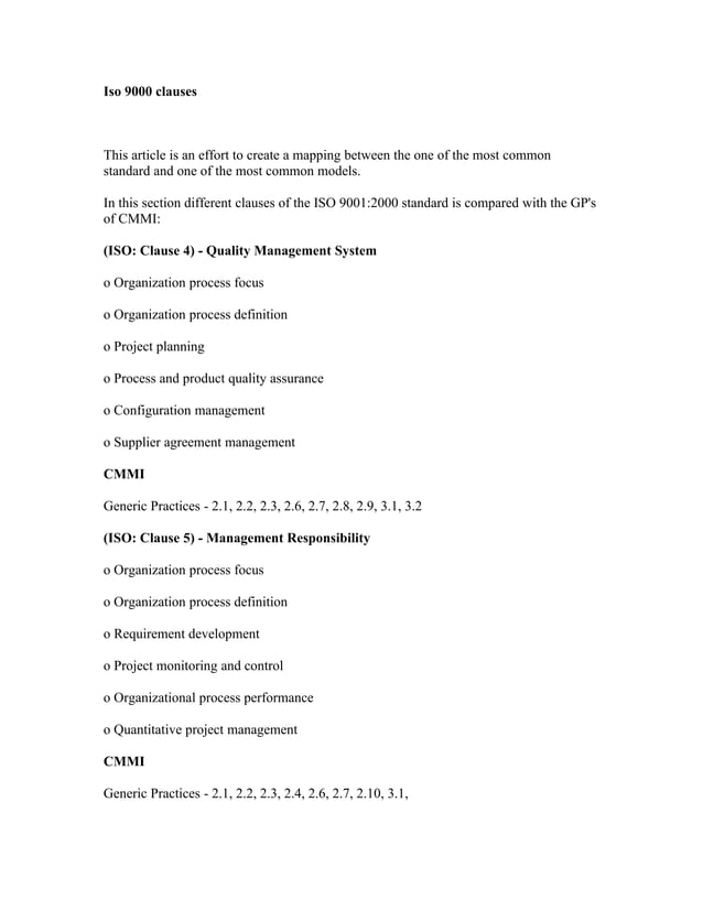 Iso 9000 clauses | DOC