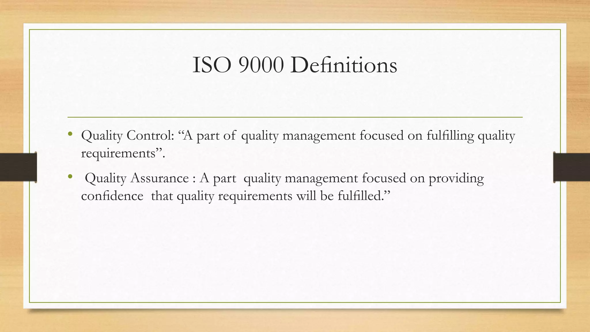 Quality standards -ISO 9000 | PPTX