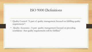 Quality standards -ISO 9000 | PPTX