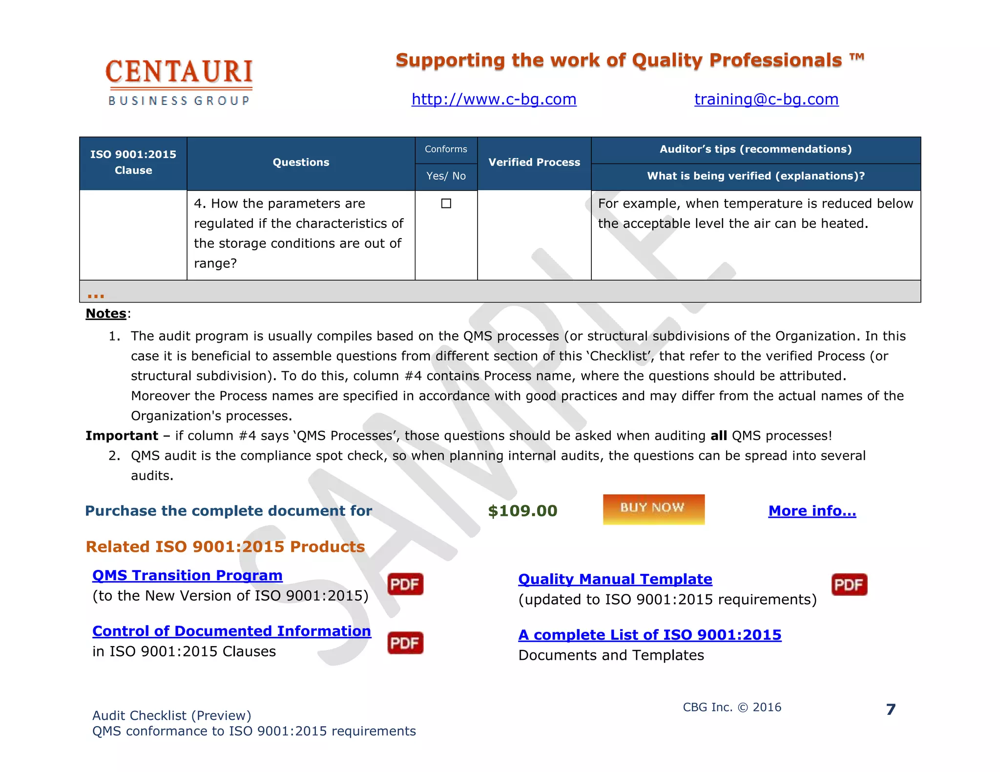 ISO 9001:2015 Audit Checklist Preview | PDF