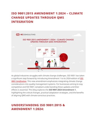 ISO 9001:2015 AMENDMENT 1:2024 – CLIMATE CHANGE UPDATES THROUGH QMS ...