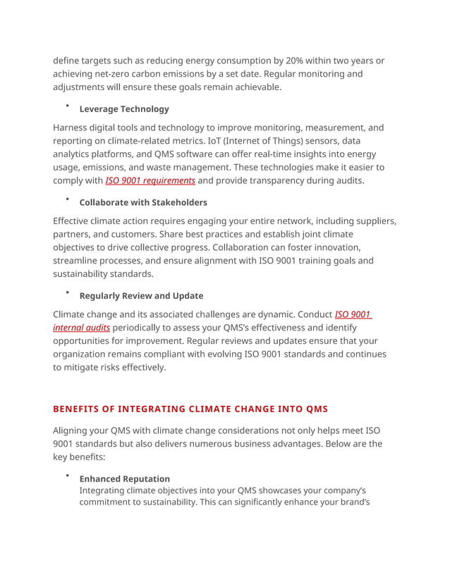 ISO 9001:2015 AMENDMENT 1:2024 – CLIMATE CHANGE UPDATES THROUGH QMS ...