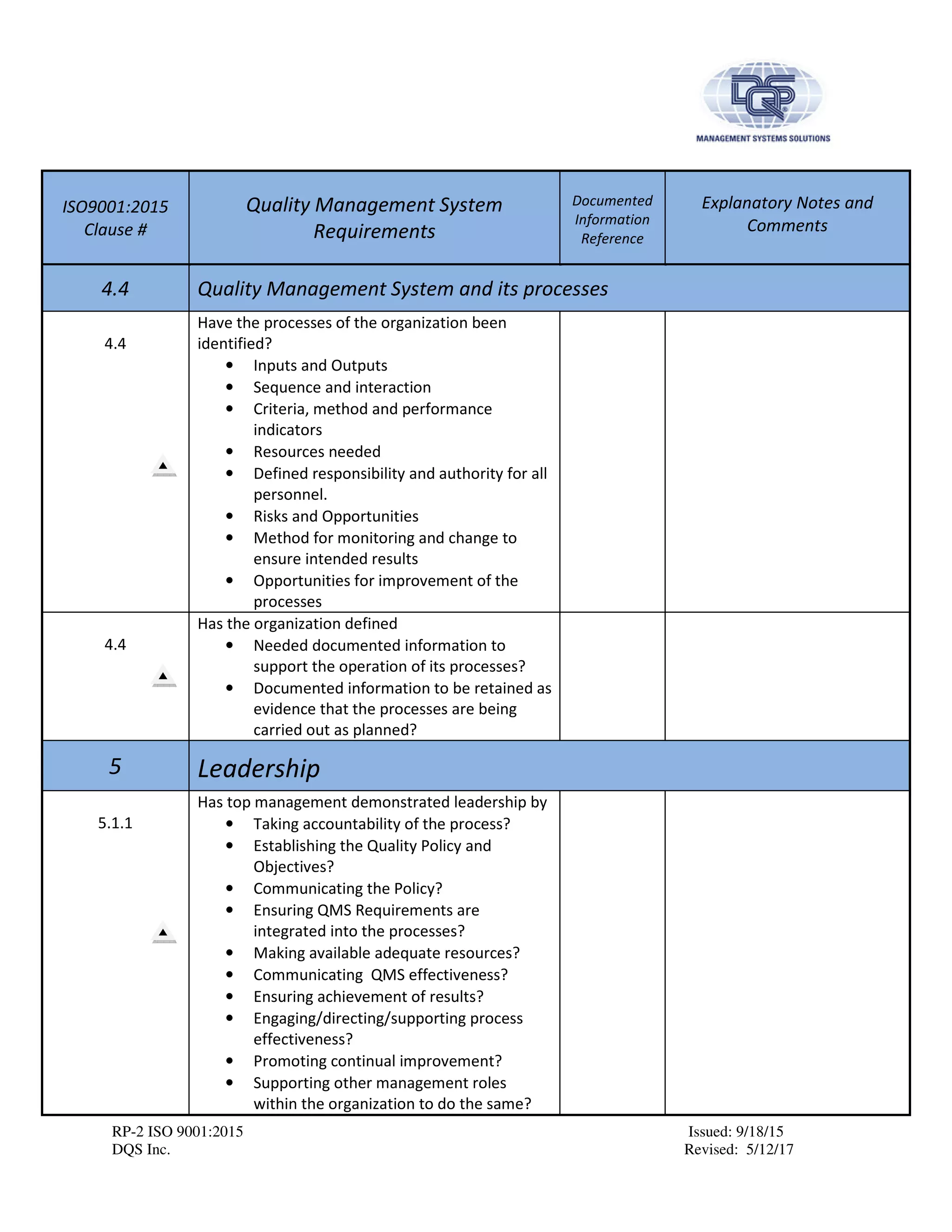 Iso 9001 2015 checklist | PDF