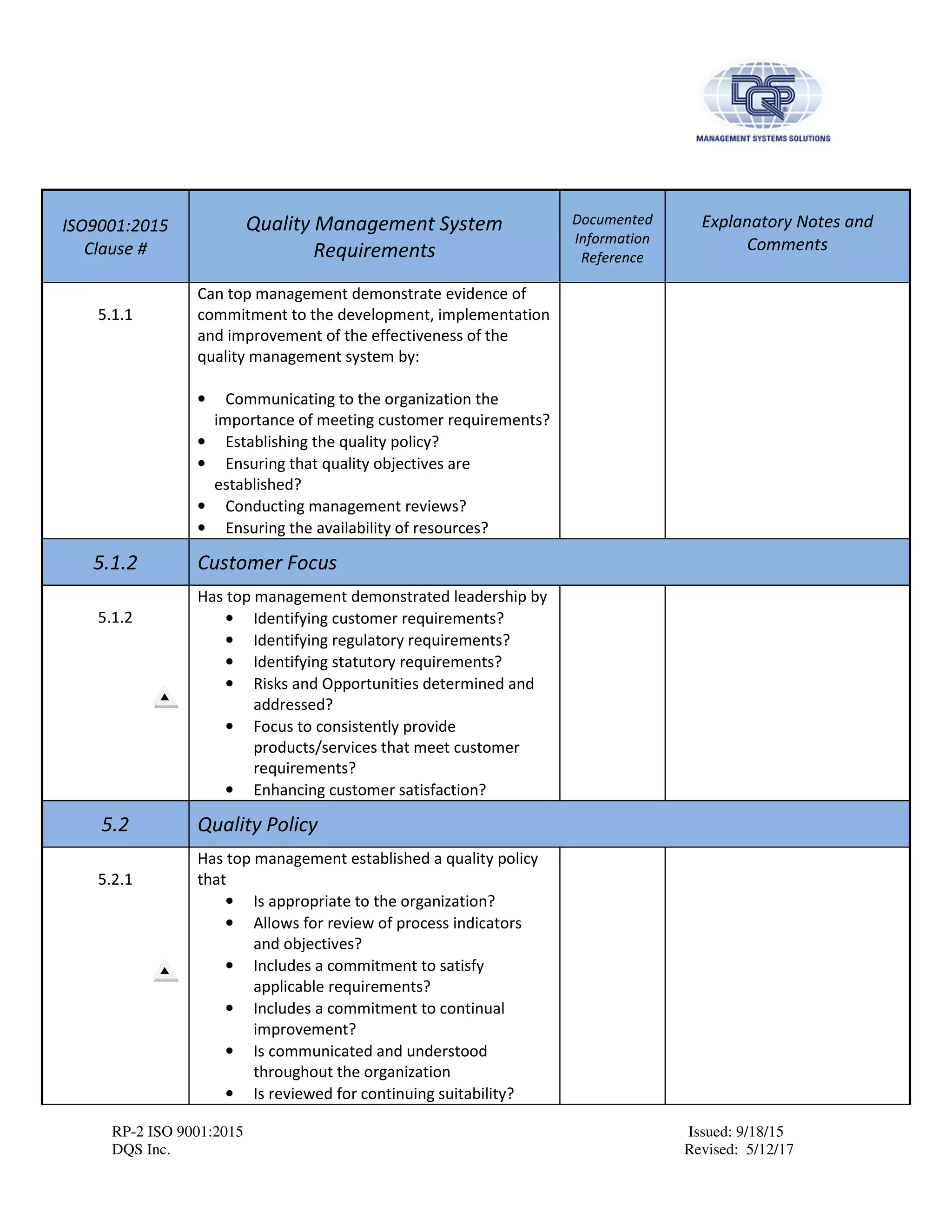 Iso 9001 2015 checklist | PDF
