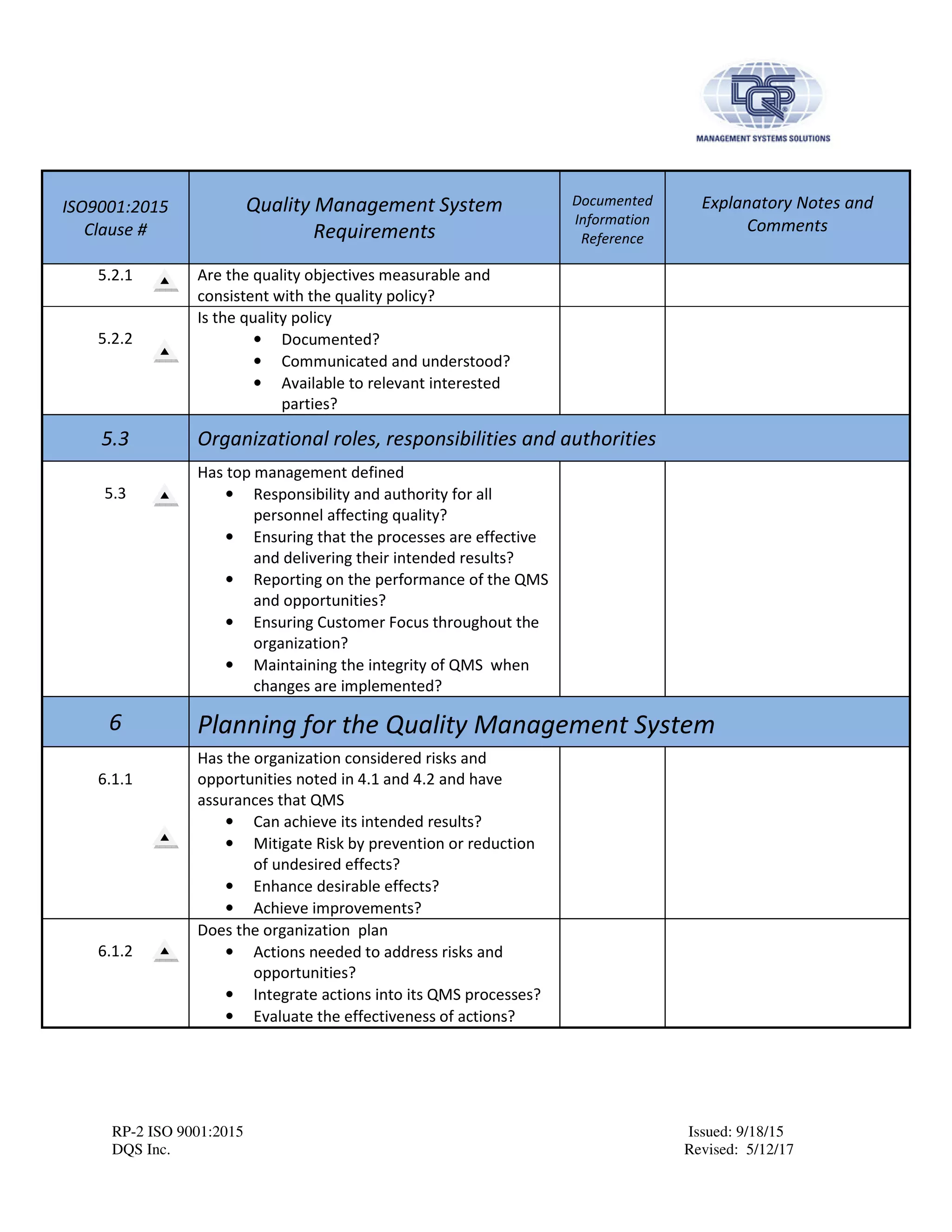 Iso 9001 2015 checklist | PDF