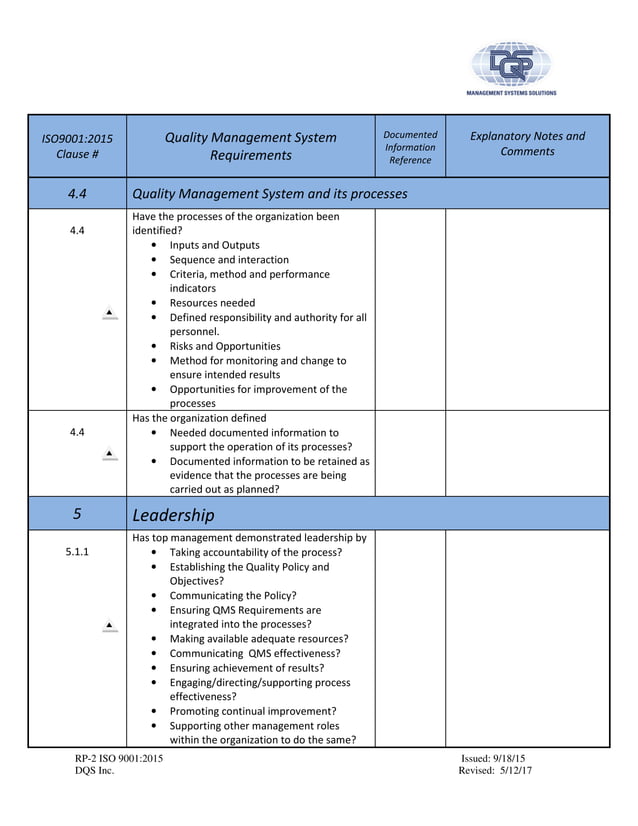 Iso 9001 2015 checklist | PDF | Business Accounting & Finance | Business