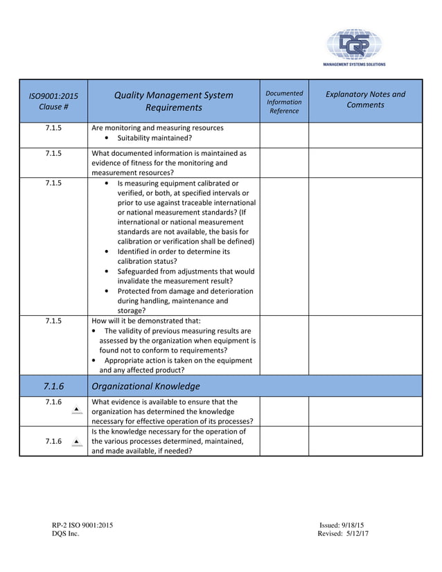 Iso 9001 2015 checklist | PDF | Business Accounting & Finance | Business