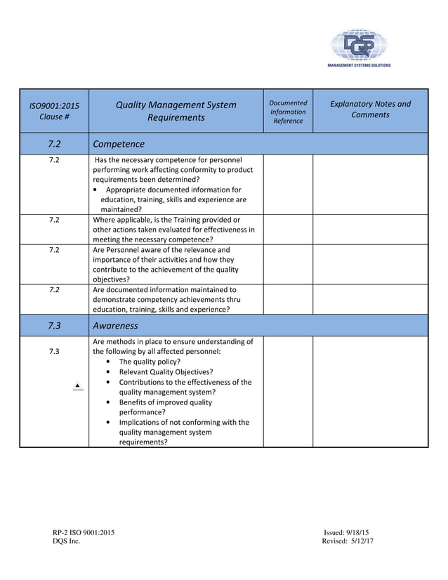 Iso 9001 2015 checklist | PDF | Business Accounting & Finance | Business