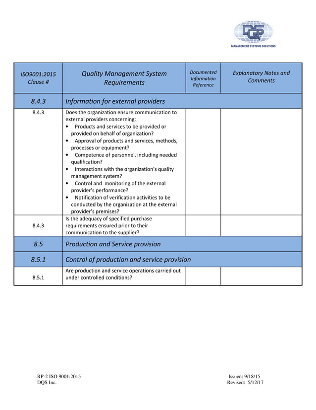 Iso 9001 2015 checklist | PDF | Business Accounting & Finance | Business