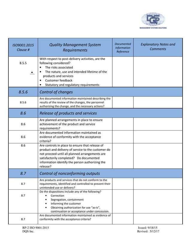 Iso 9001 2015 Checklist Iso 9001 2015 Checklist