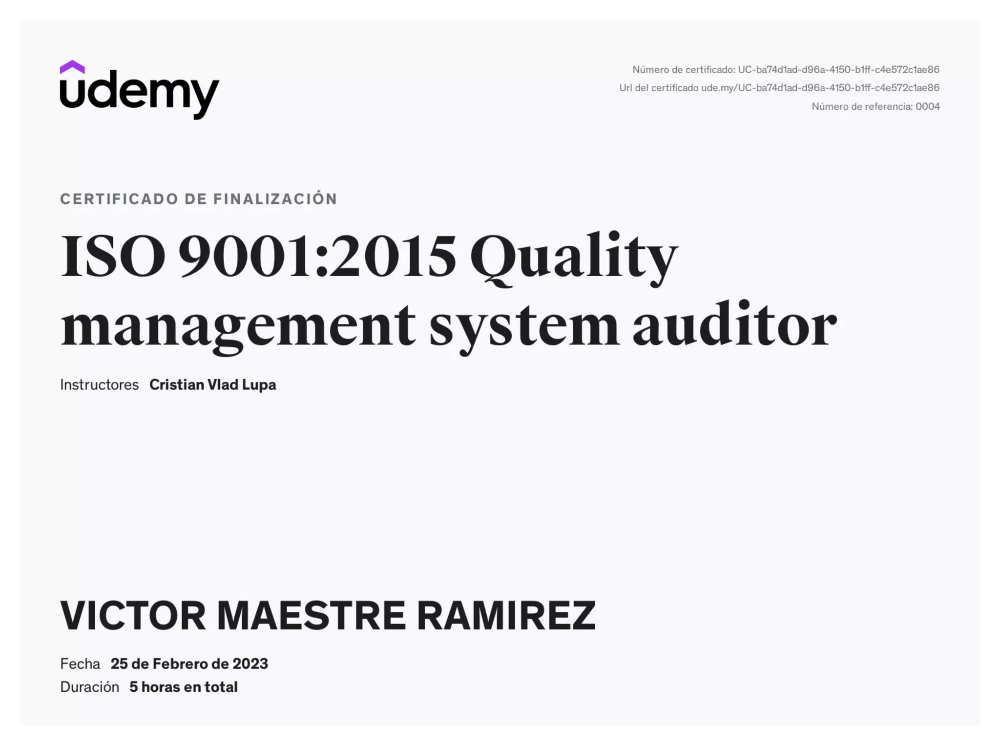 ISO 9001:2015 Quality Management System Auditor | PDF
