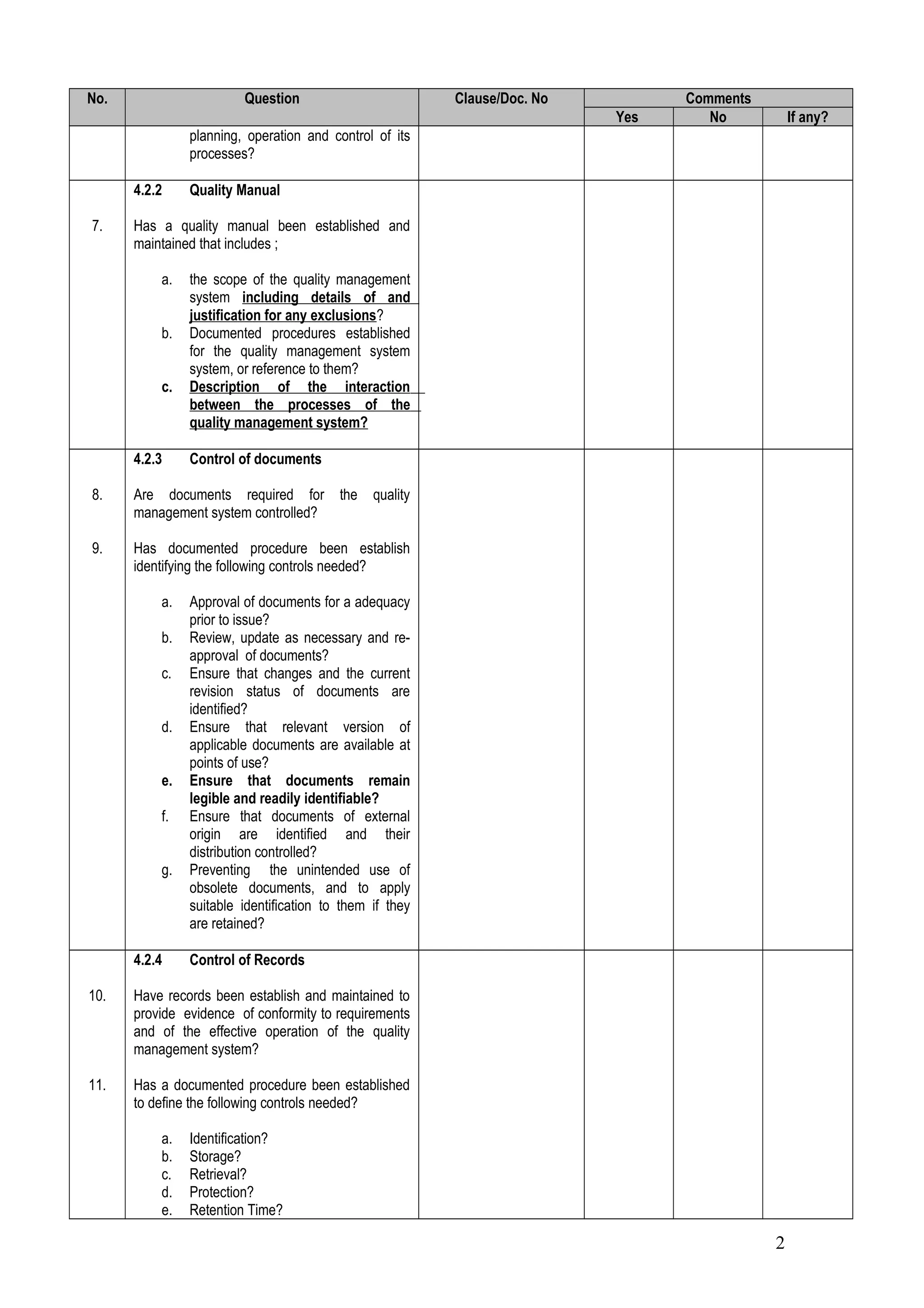 Iso 9001 2008_audit_checklist | DOC | Business Administration | Business