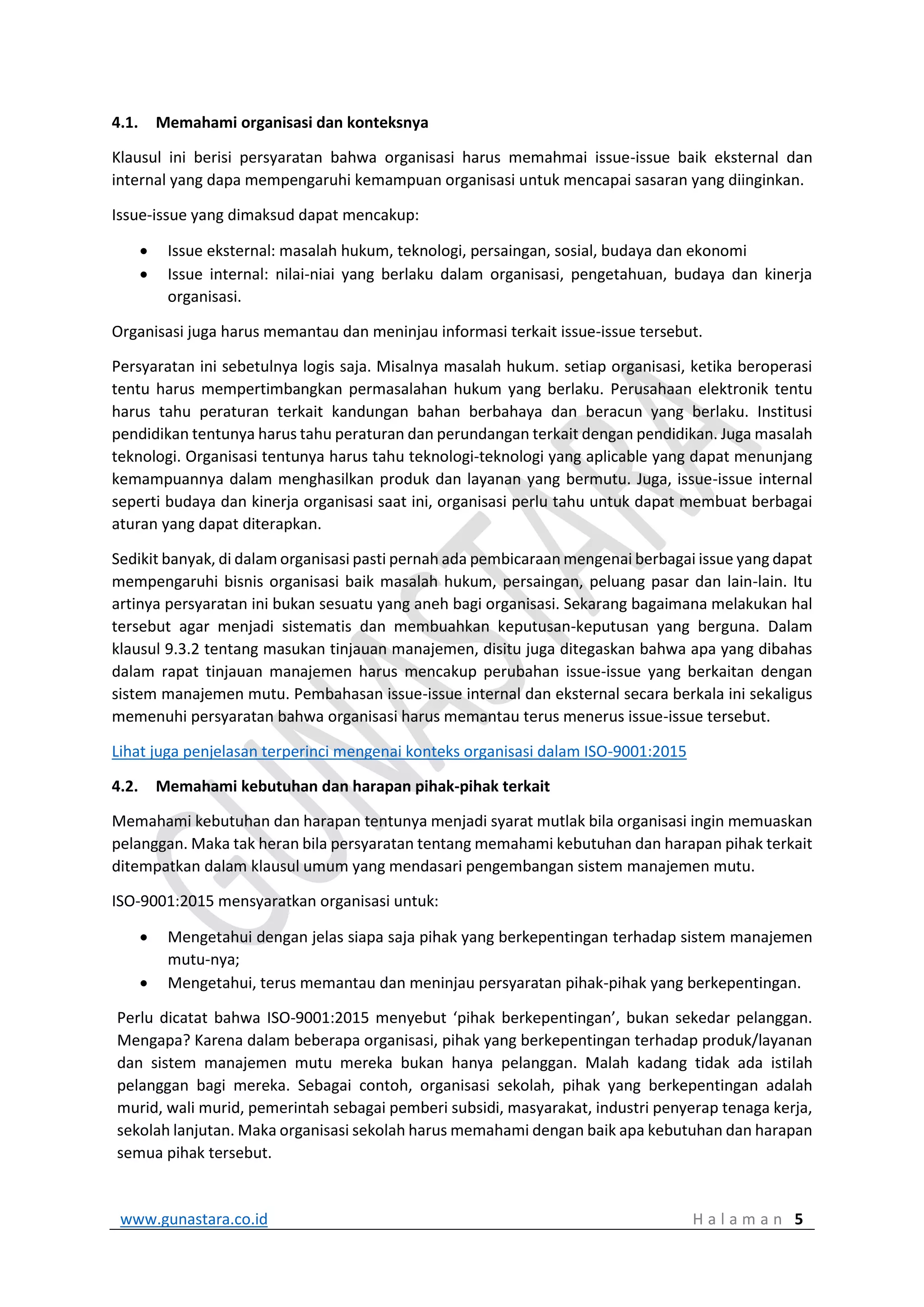 Iso 9001 2015 fdis penjelasan klausul klausul | PDF