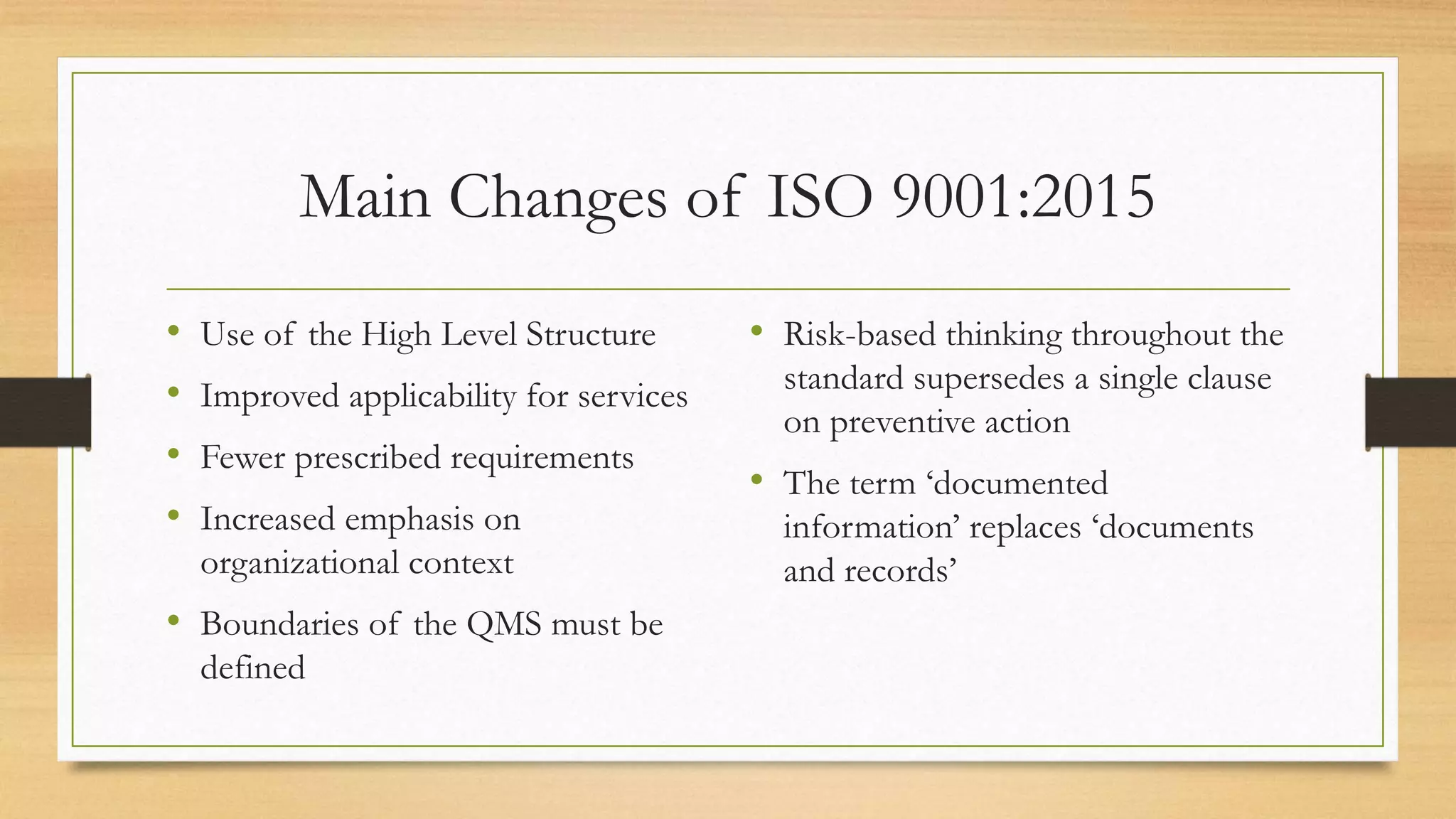 ISO 9001:2015 General Briefing | PPTX