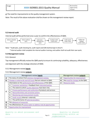 ISO9001 2015 Quality Manual template | PDF