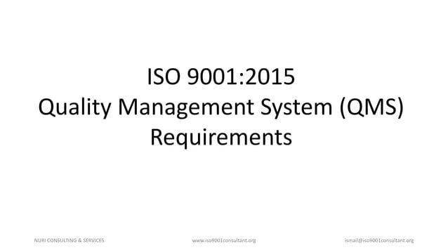 Introduction to 9001 2015 | PPTX