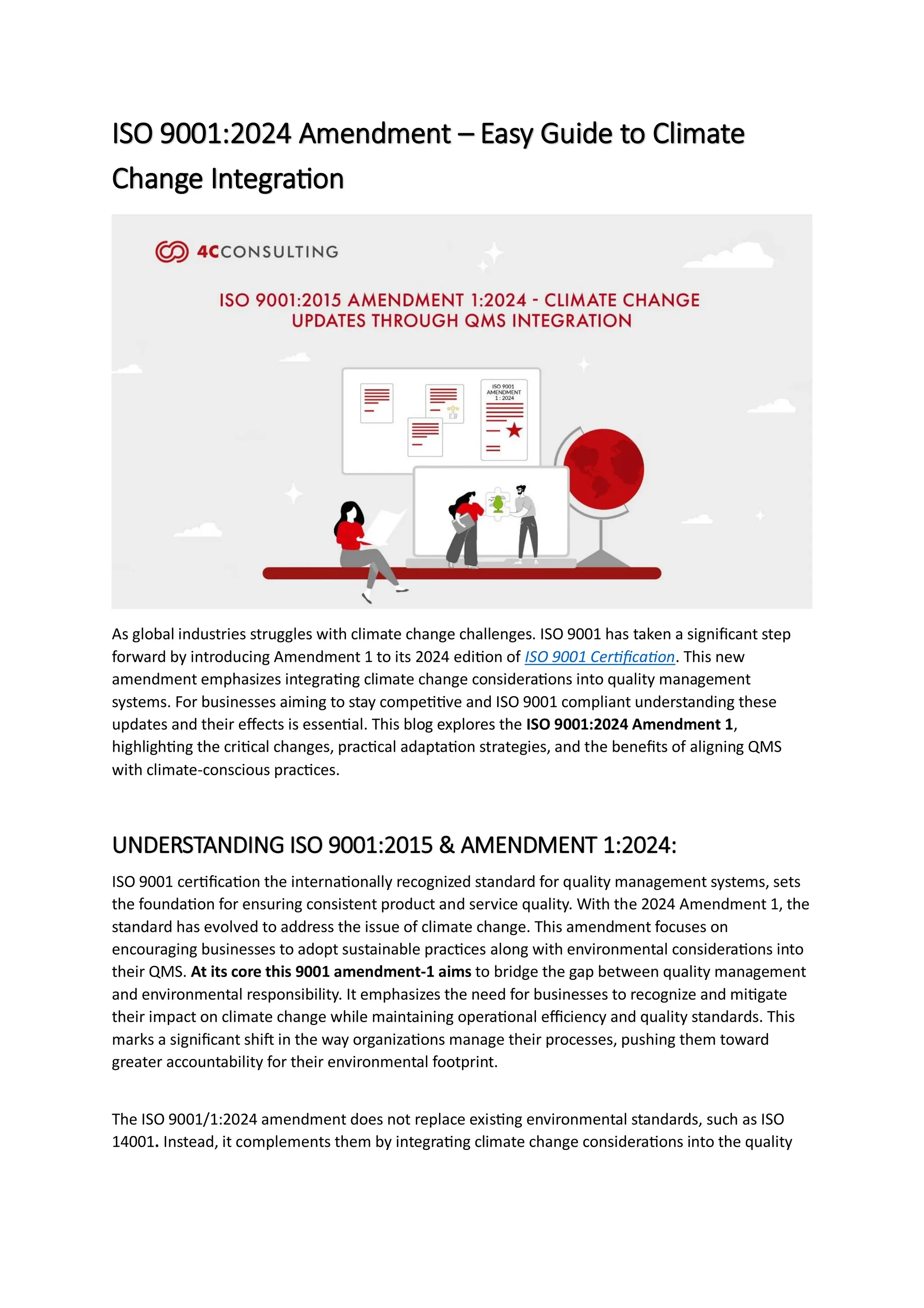 ISO 9001:2024 Amendment Easy Guide to Climate Change Integration | PDF
