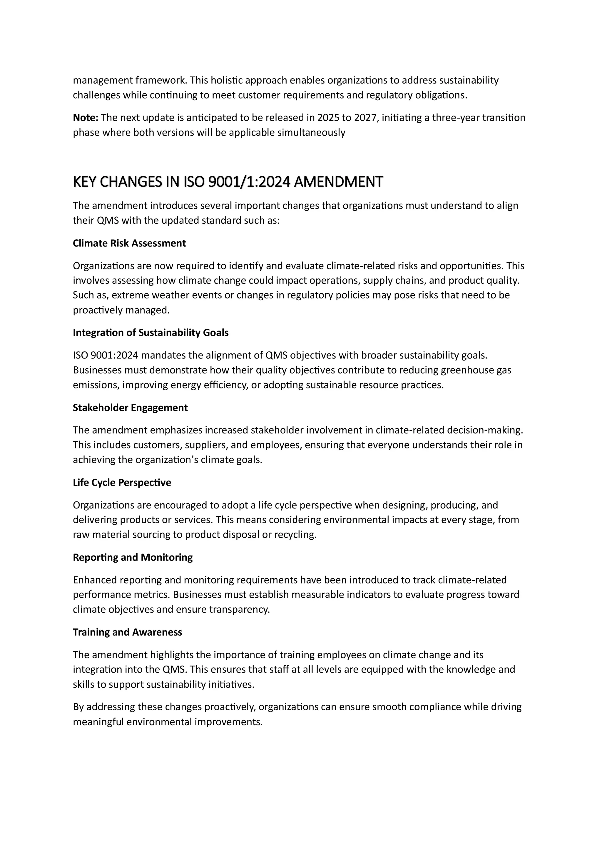 ISO 9001:2024 Amendment Easy Guide to Climate Change Integration | PDF
