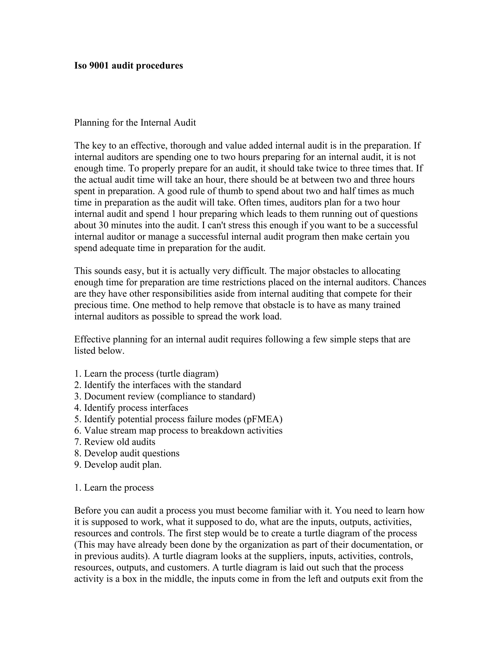 Iso 9001 audit procedures | DOC