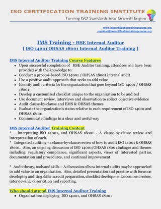 IMS training | IMS internal auditor training | HSE | HSE INTERNAL ...