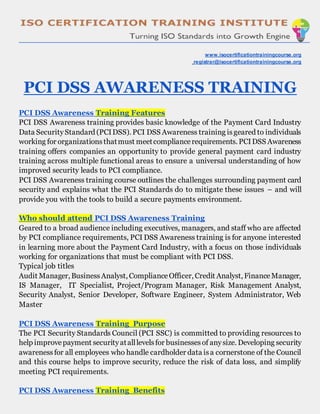 PCI DSS | PCI DSS Training | PCI DSS AWARENESS TRAINING | DOCX