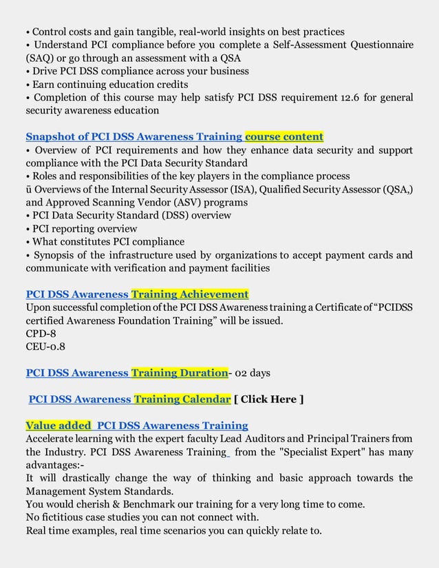 PCI DSS | PCI DSS Training | PCI DSS AWARENESS TRAINING | PDF