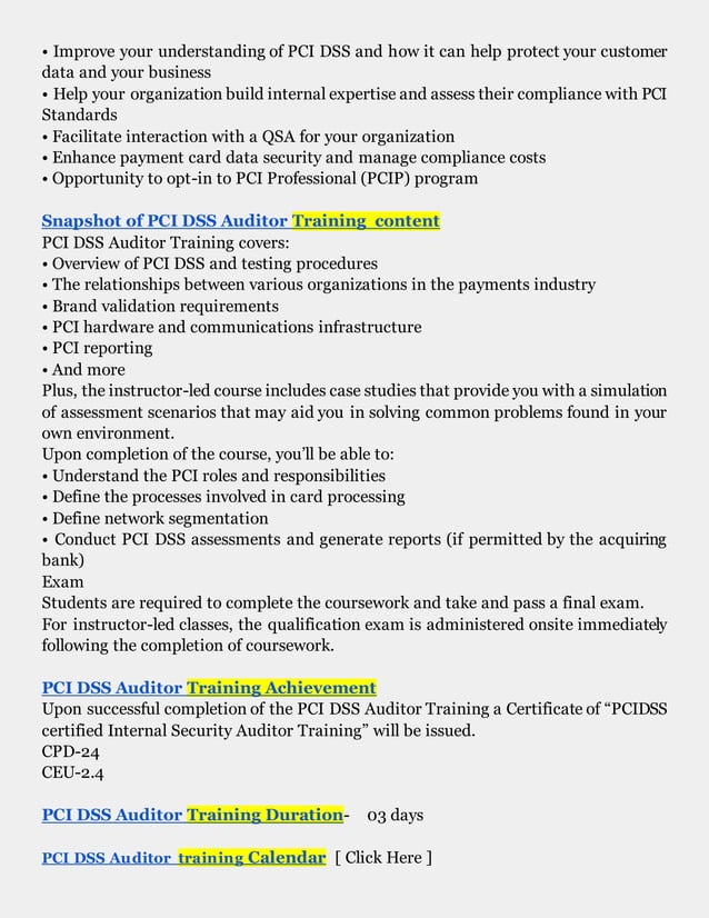PCI DSS | PCI DSS Auditor | PCI DSS Training | DOCX
