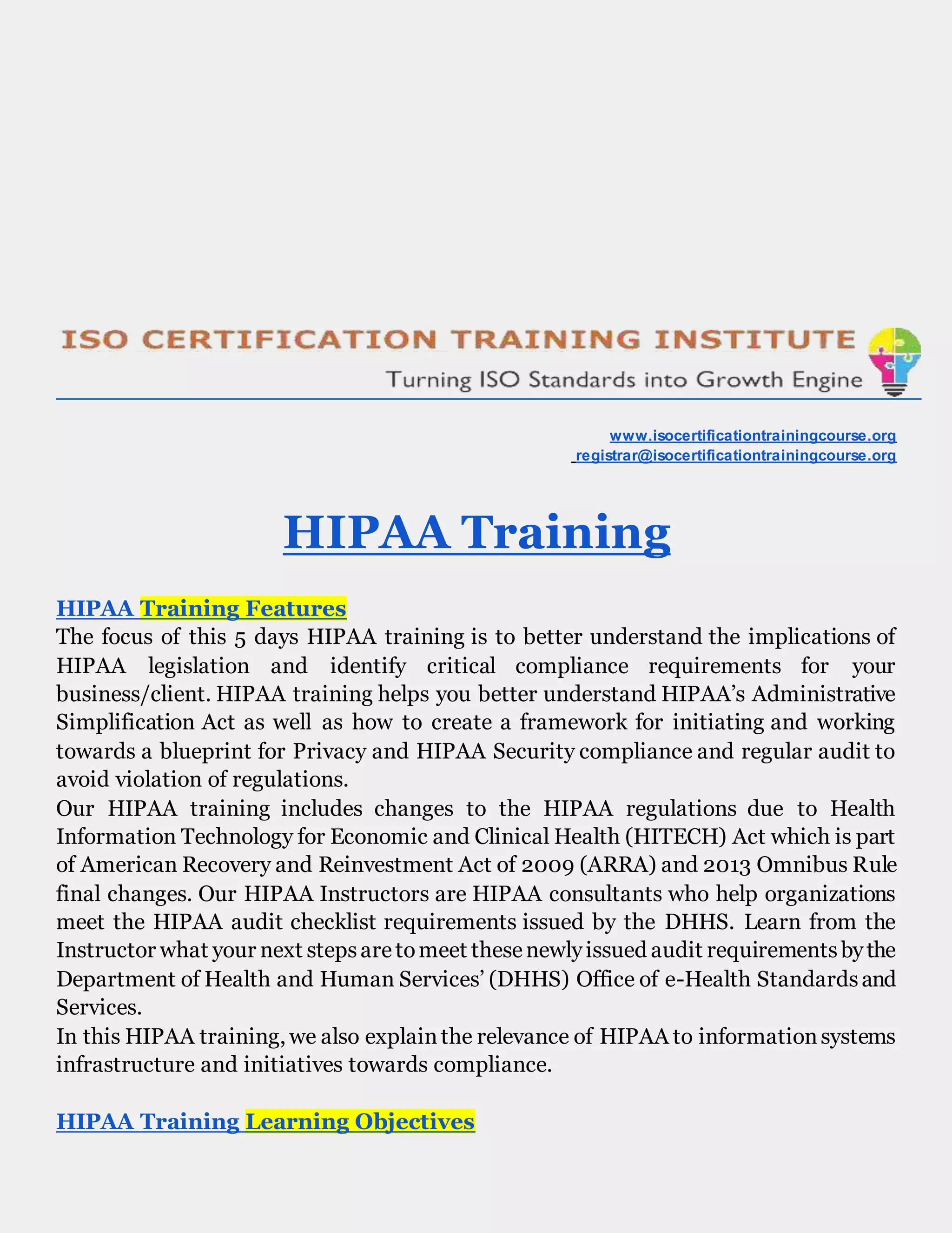 HIPAA | HIPAA Training | DOCX