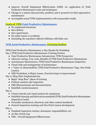 TPM | Total Productive Maintenance Training | DOCX | Business ...