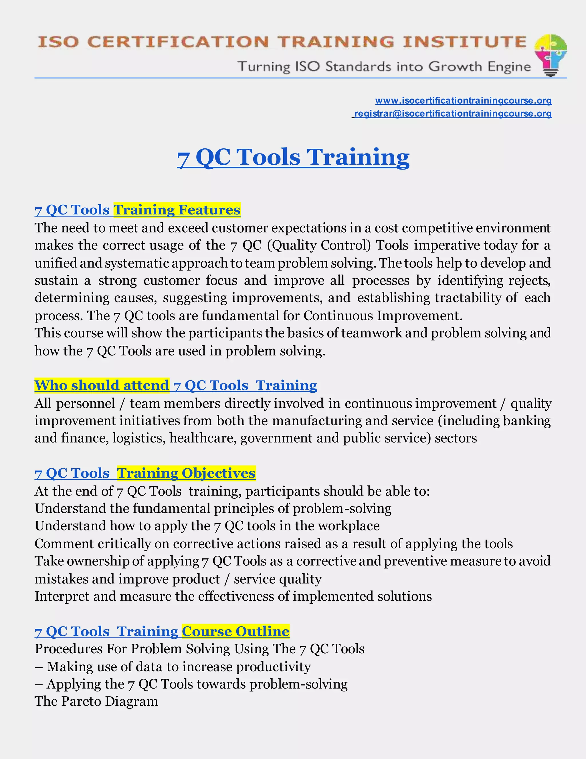 7 QC Tools | 7 QC TOOLS TRAINING | PDF