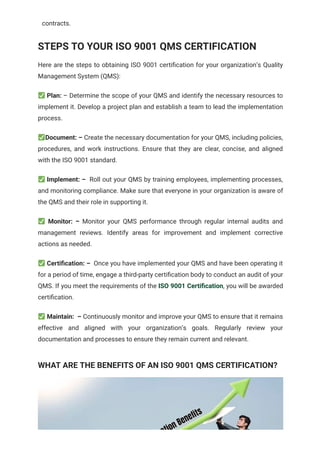 Why Need of ISO 9001 CERTIFICATION in the ORGANIZATION? | PDF
