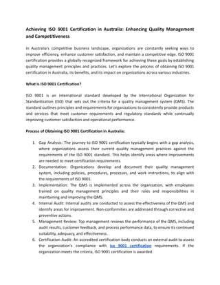 Achieving ISO 9001 Certification in Australia | PDF