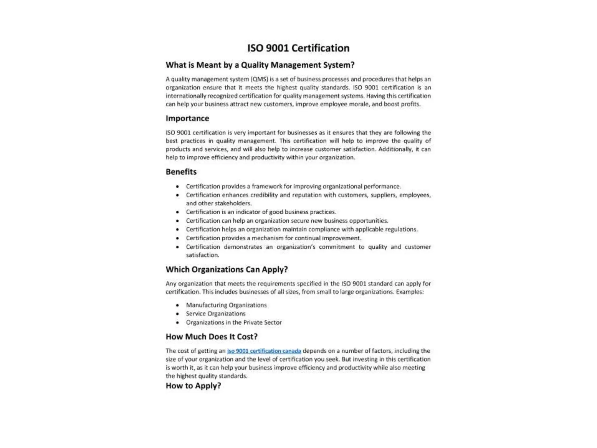 Requirements for ISO 9001 Certification in Canada | PPT | Business ...