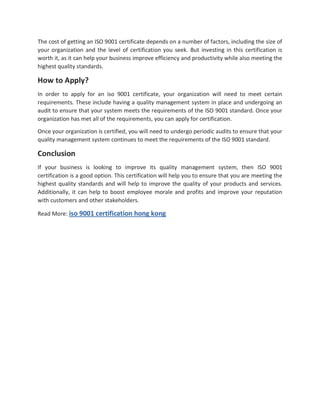 ISO 9001 Certification(quality management system) In Hong-Kong | PPT