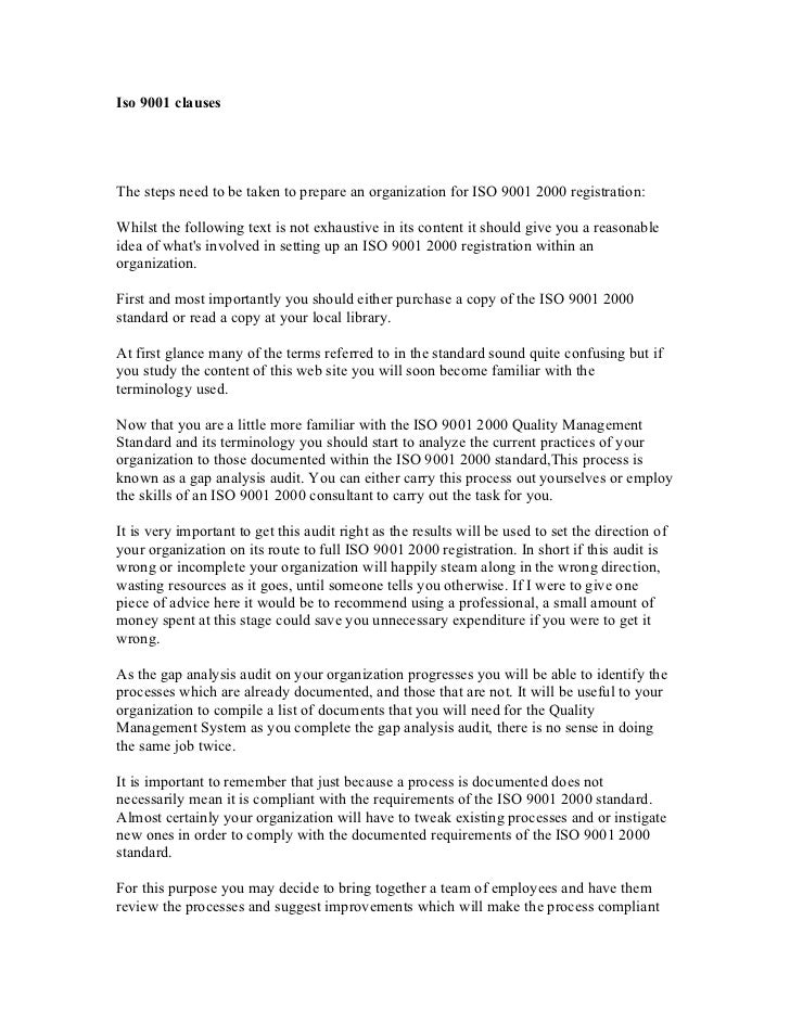 Iso 9001 clauses