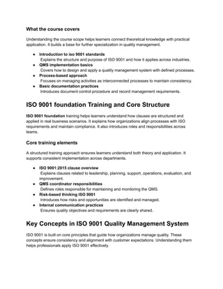 ISO 9001 Foundation Course Overview and Key Concepts Guide | PDF