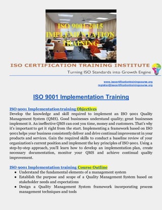 ISO 9001 Training | QMS Training | ISO 9001 Implementation | DOCX