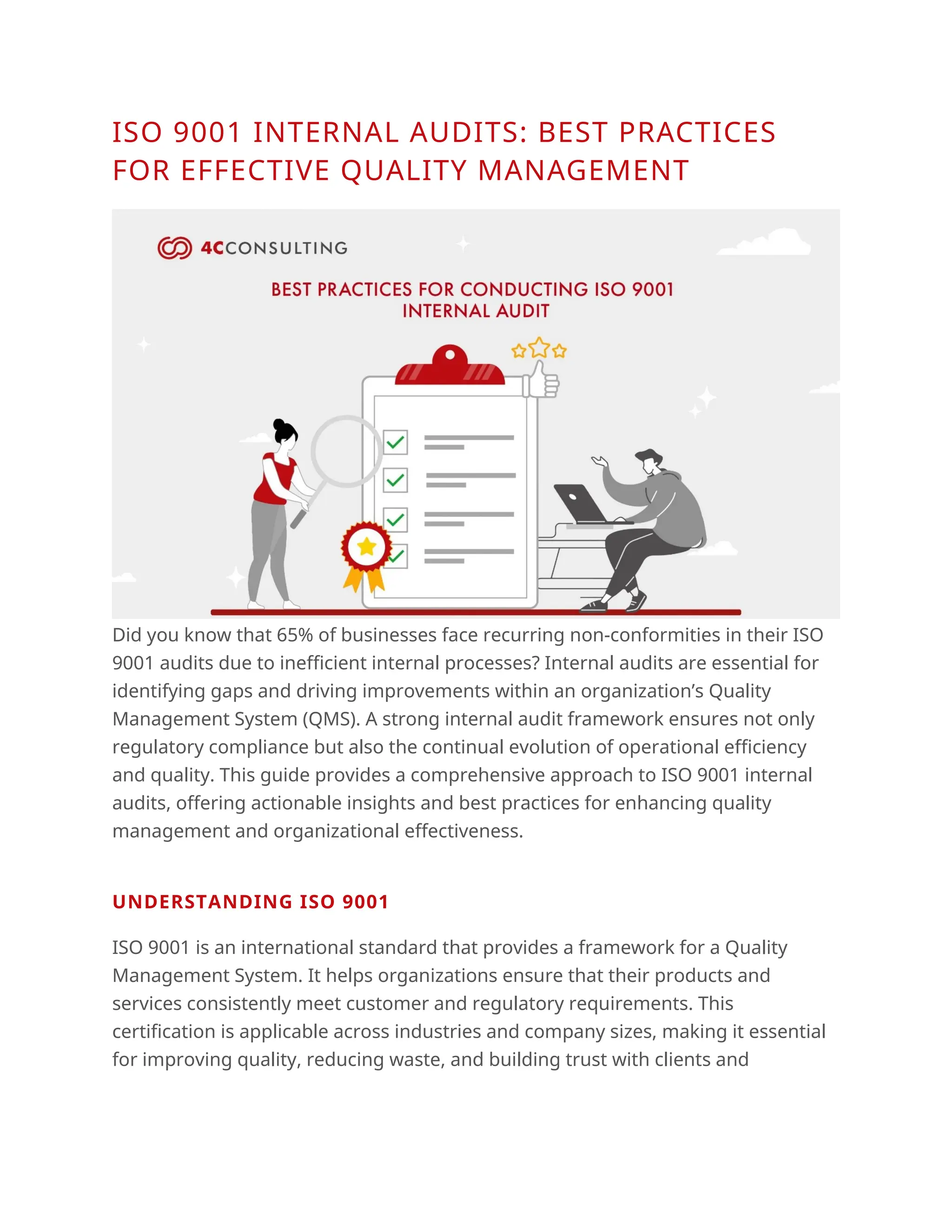 ISO 9001 INTERNAL AUDITS: BEST PRACTICES FOR EFFECTIVE QUALITY MANAGEMENT.docx | Free Download
