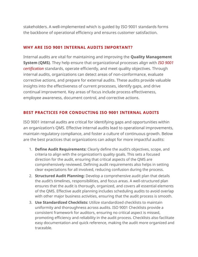 ISO 9001 INTERNAL AUDITS: BEST PRACTICES FOR EFFECTIVE QUALITY ...