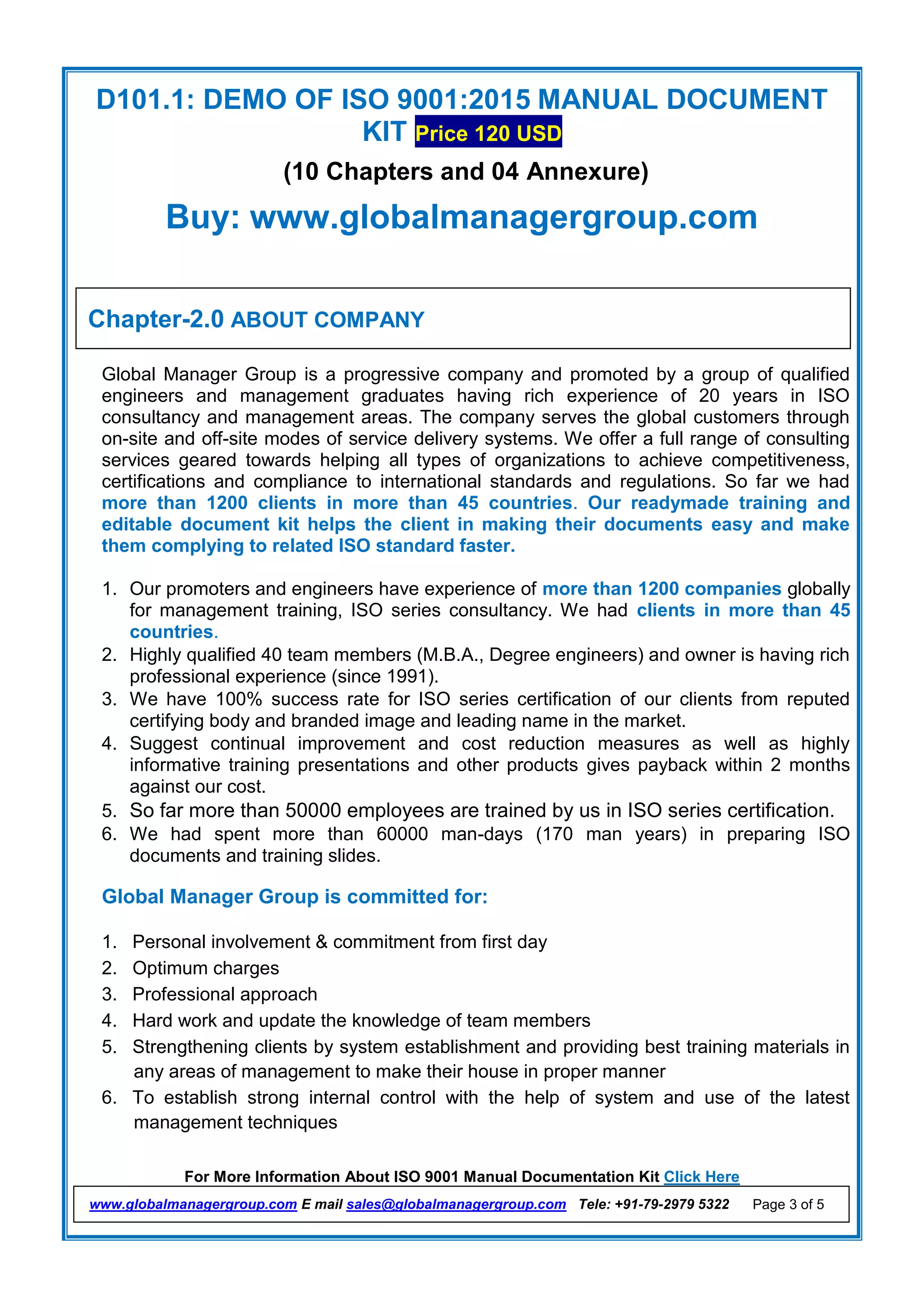 What to include in ISO 9001 manual? | PDF