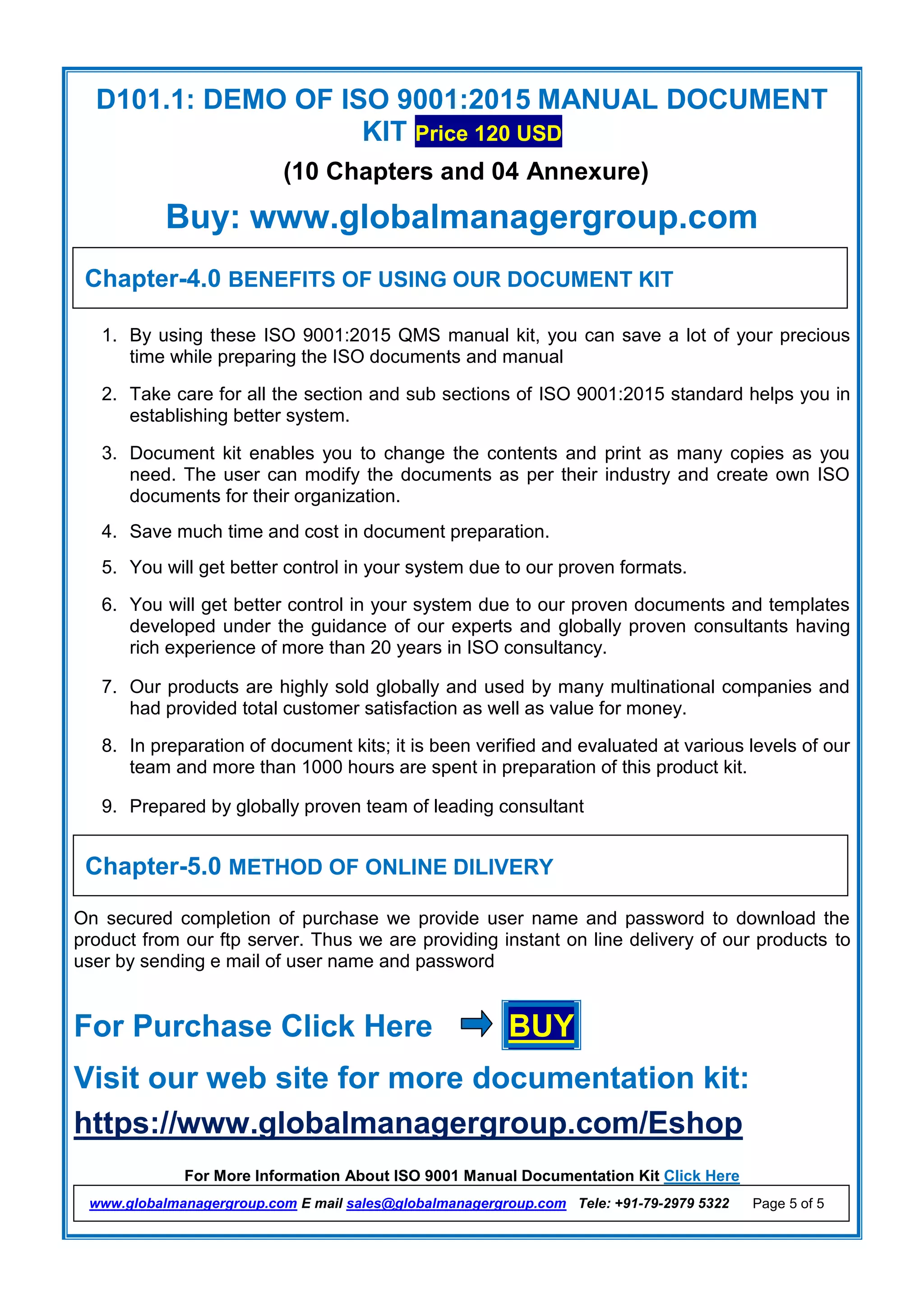 What to include in ISO 9001 manual? | PDF
