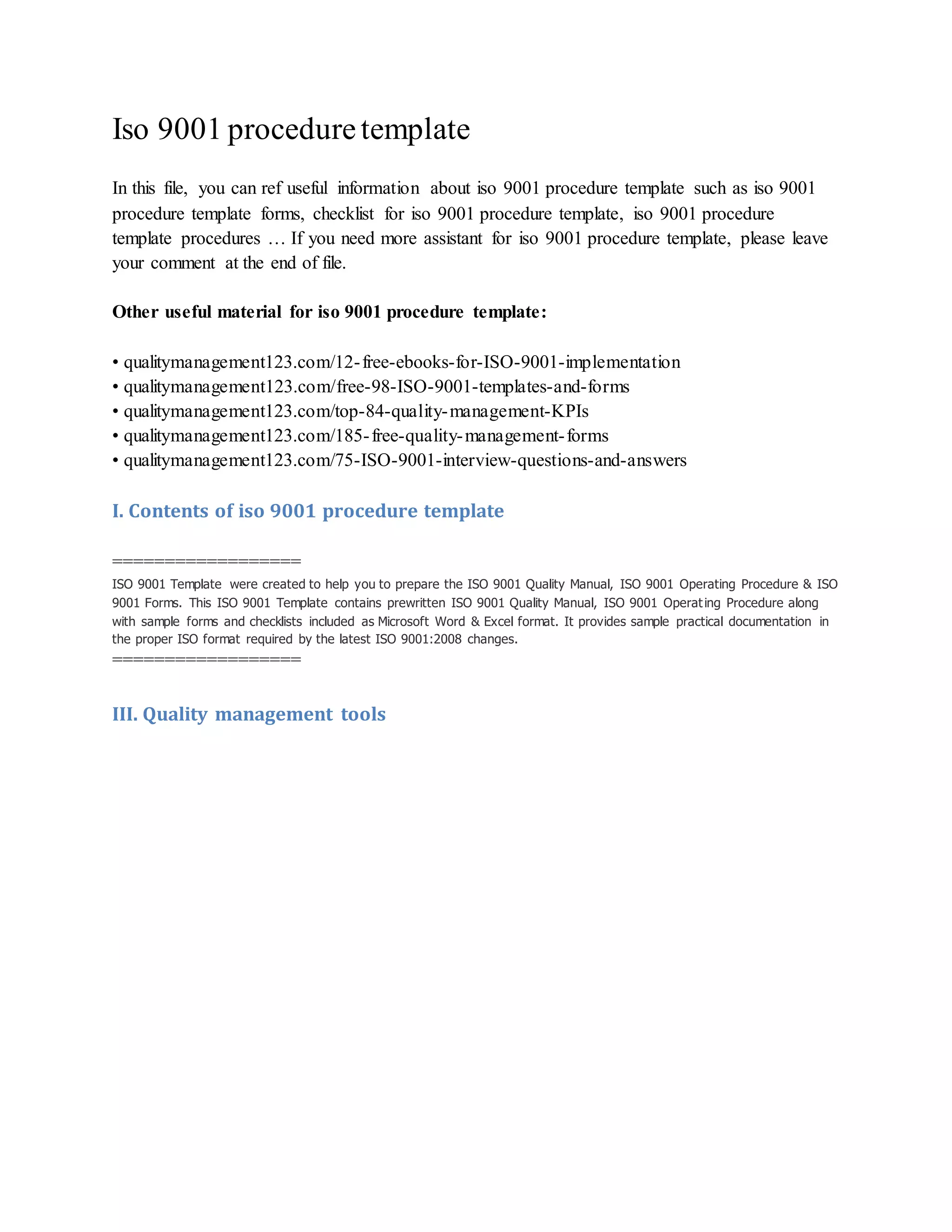 Iso 9001 procedure template | PDF Iso 9001 procedure template | PDF