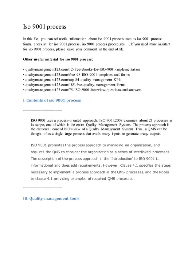 Iso 9001 process | PDF