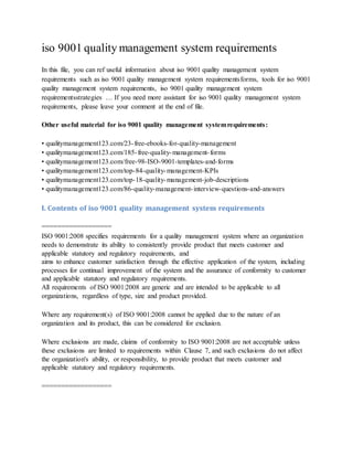 Iso 9001 quality management system requirements | PDF