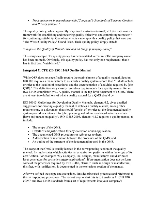 Iso 9001 quality manual example | DOC