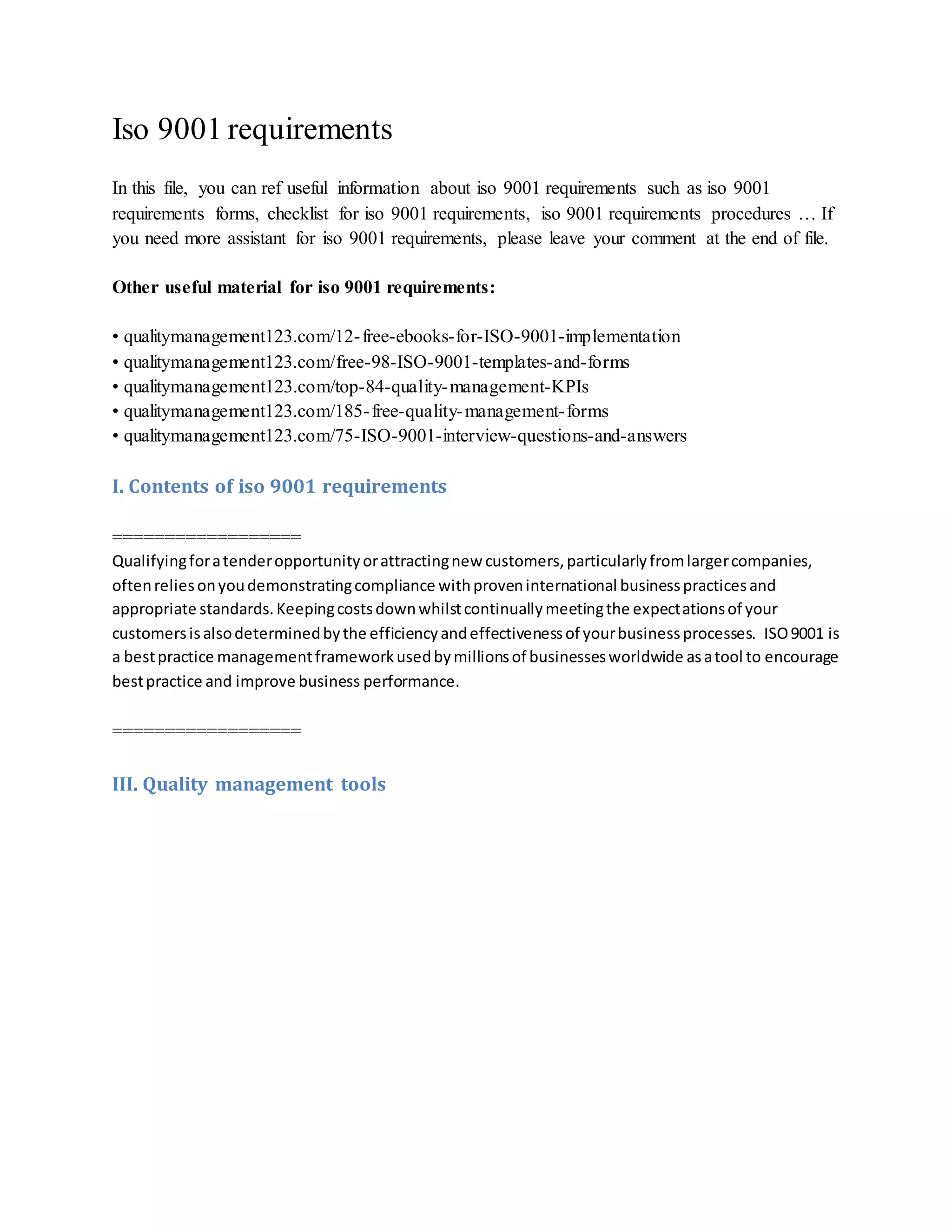 Iso 9001 requirements | PDF