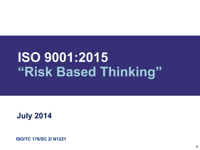 Iso9001 risk based_thinking | PPTX | Business | Business and Finance