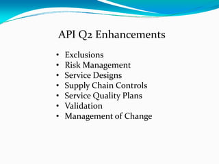 Iso 9001 versus api q2 presentation | PDF